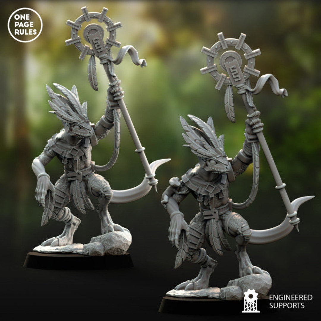 Lizardmen Saurian Astral Priest 32mm Mystic Miniature for Tabletop Rpgs ...