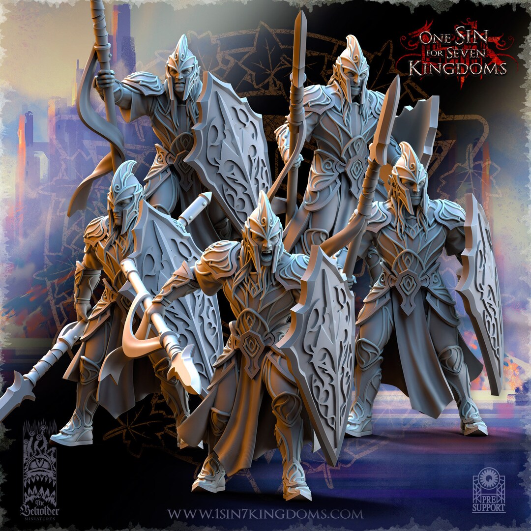 High Elf Spearman Squad: 32mm Resin Miniatures for D&D - Etsy