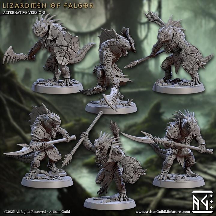 Lizardmen Army Bundle for 5e / RPG (32mm Heroic Scale) Modular ...
