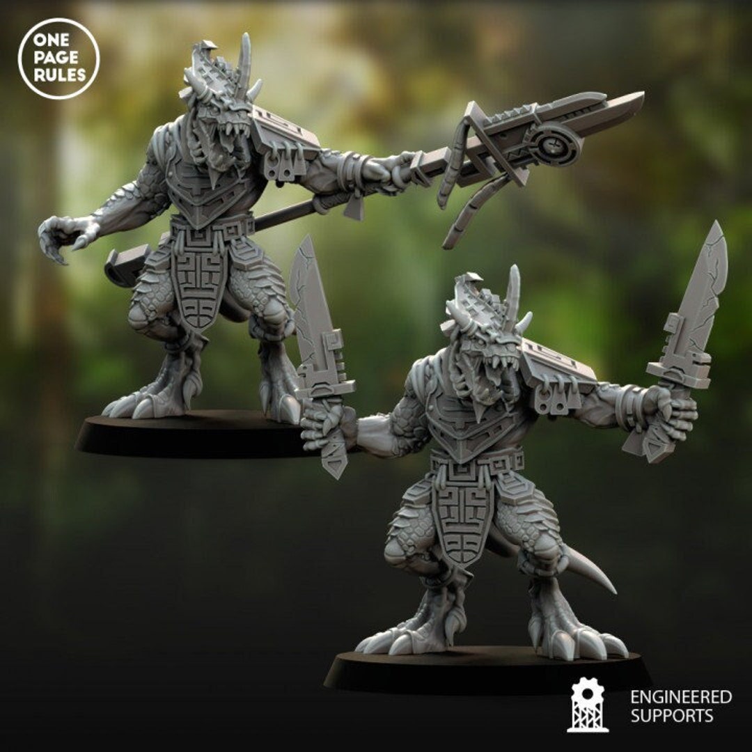 Lizardmen Saurian Old Blood Veteran 32mm Miniature Leader for Tabletop ...