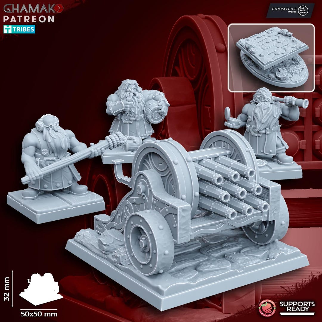 Dwarves Organ Guns by Ghamak Dwarven Miniatures for RPG & Wargaming 25mm Scale Dwarf Army ...