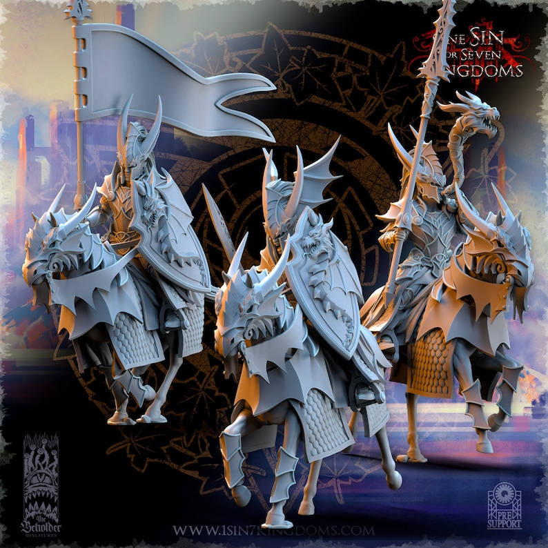 High Elf Dragon Knights – Elven Cavalry Squad for 5e / RPG (32mm Scale ...