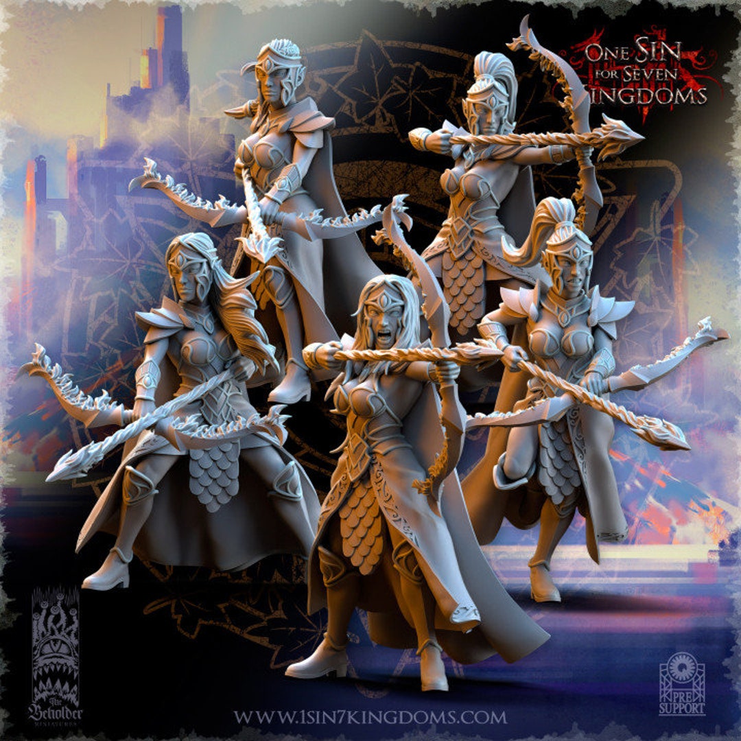 High Elves Sisterhood Archers - Magic Bows | Tabletop 32mm Miniature ...