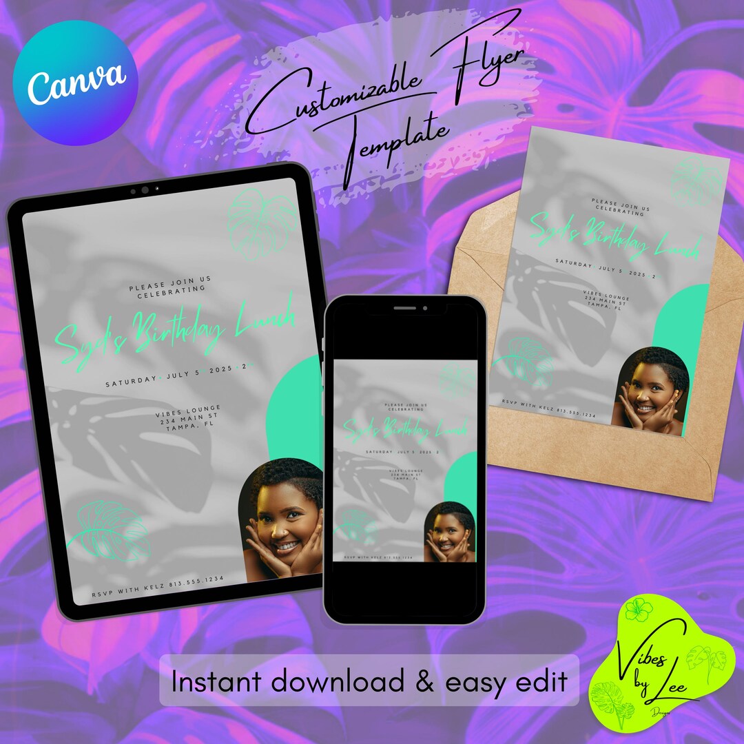 Editable Event Flyer Template, Canva Template, Invitation, Birthday ...
