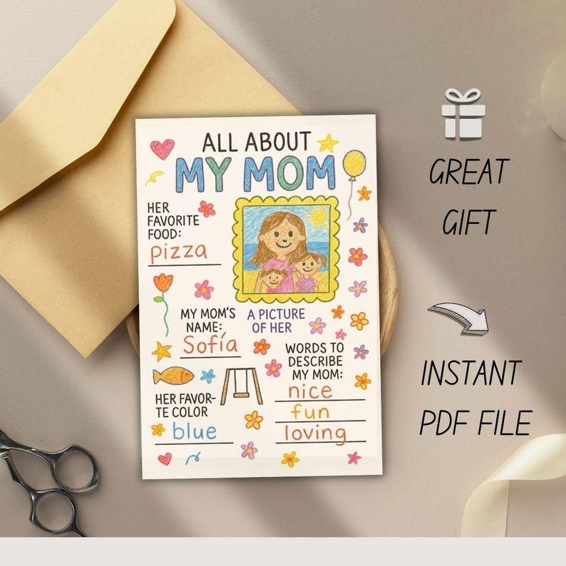 Mother’s Day Printable Coloring Page | All About My Mom | Fill in the ...