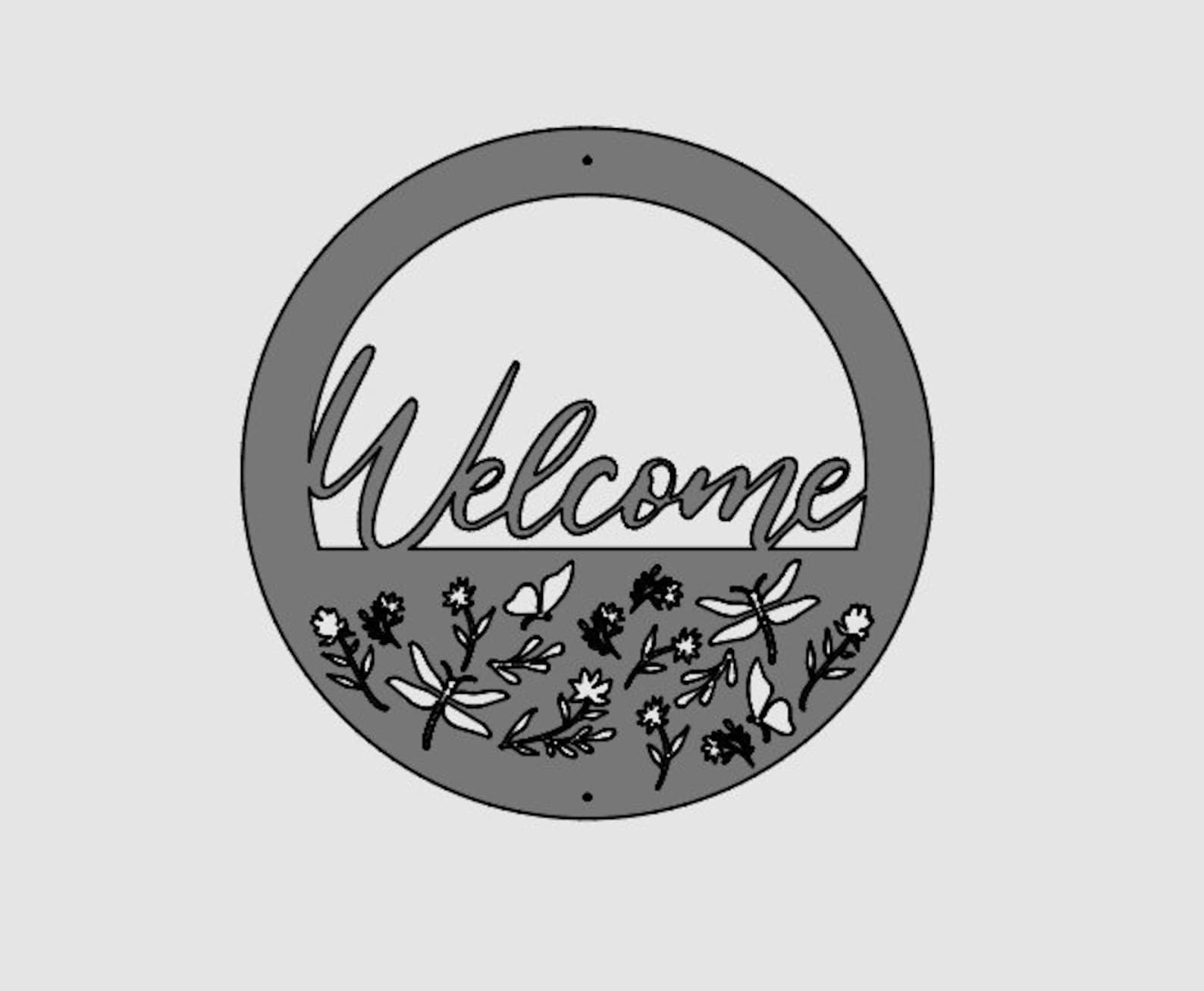 Floral Welcome Sign DXF File, Plasma Table Cut Ready - Etsy