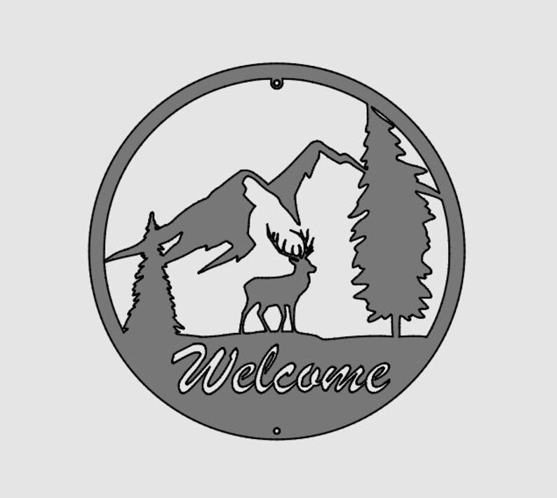 Deer Welcome Sign Round - DXF File, Plasma/laser/water Jet Table Cut ...