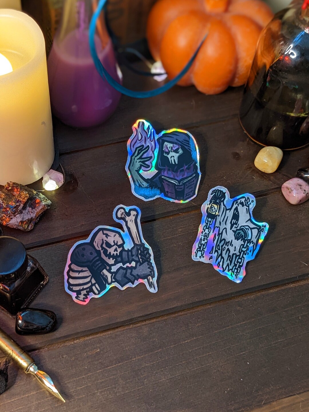 Mini Monster Sticker Pack | Holographic Vinyl Stickers | Skeleton ...