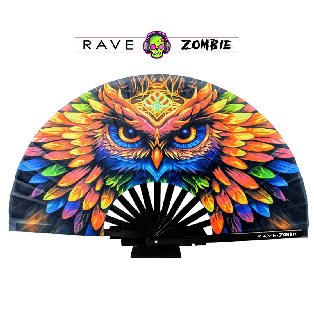 Chromatic Zephyr UV Reactive Hand Fan Rave Fan Festival Fan Club Fan ...