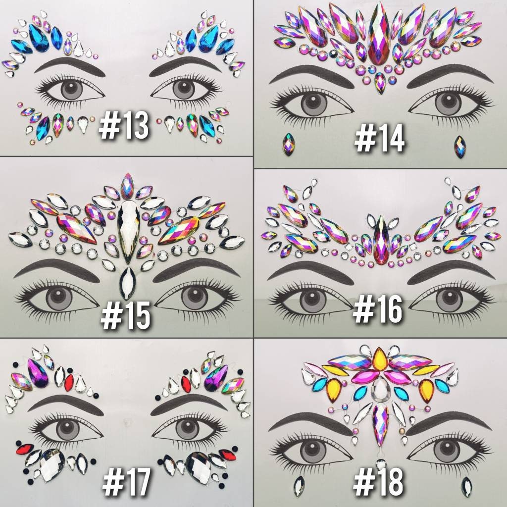 Festival Face Gems Adhesive Stick on Forehead & Body Jewels - Etsy Canada