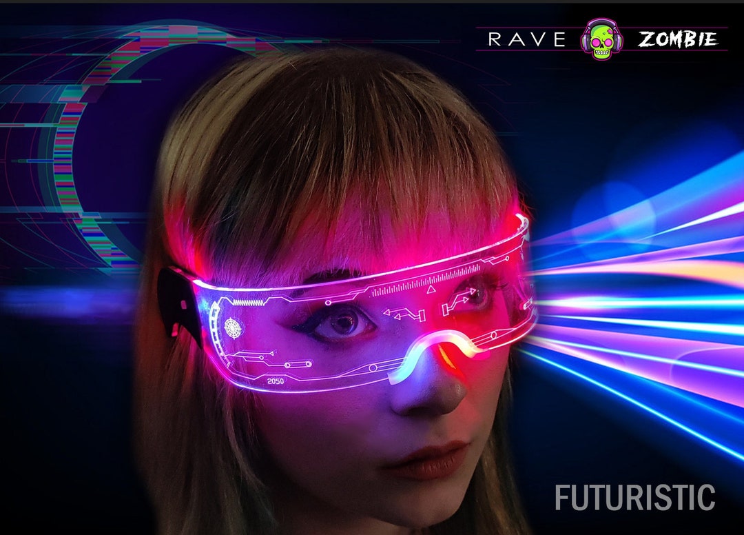 Cyberpunk Glasses Rave Cosplay Outfit Futuristic Fashion Goggle Rave ...