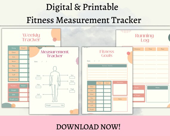 Digital & Printable Fitness Measurement Tracker Measurement | Etsy