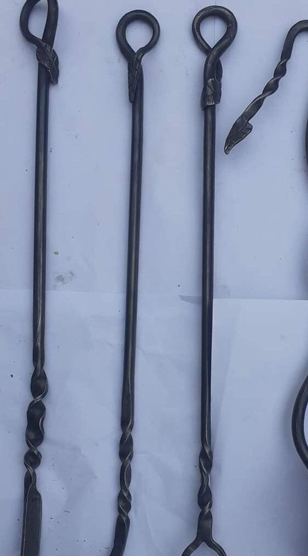 Hand Forged B,B,Q Set. Leaf Disign Four Peaice Crafted Solid Steel for ...