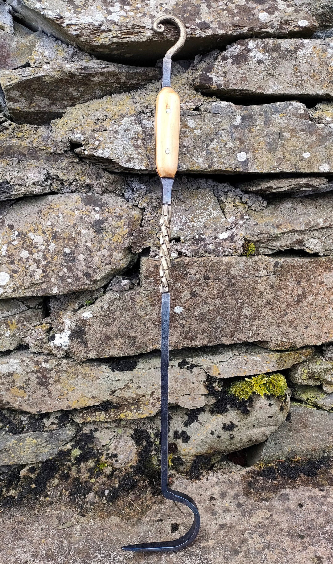 Hand Forged Fire Poker Rake With Dragon Scale Pattern - Etsy