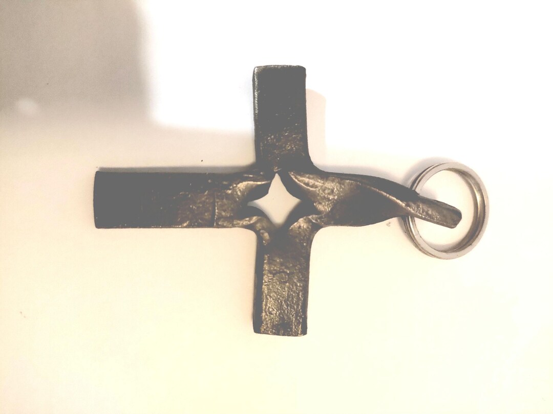Hand Forged Blacksmith Cross Key Ring. X 5crafted House Home Woman Nest ...