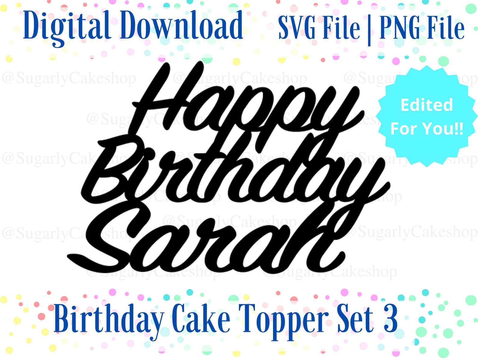 Personalized SVG Birthday Cake Topper SVG File PNG File - Etsy