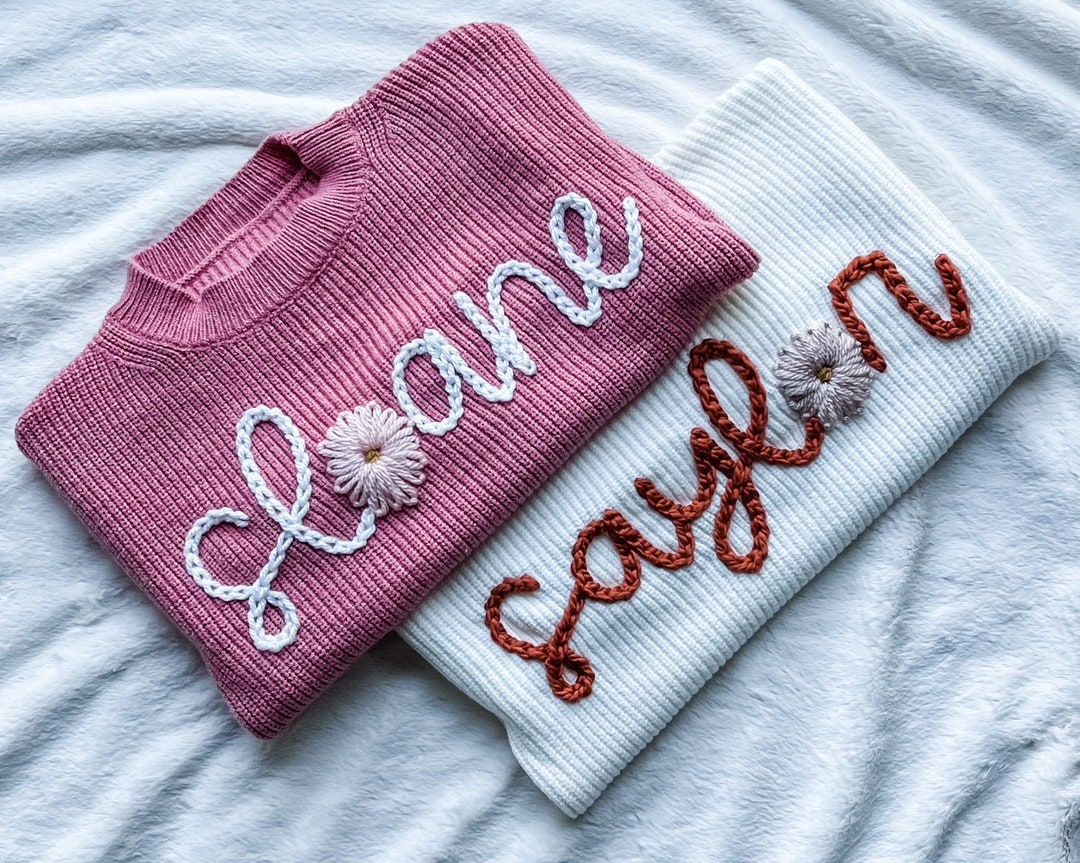 Add a Flower as a Letter/large Design to Hand Embroidered Sweater - Etsy