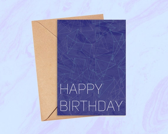 Happy Birthday Greeting Card Geometric Polygons Birthday - Etsy