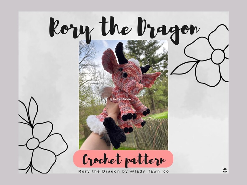 Rory the Dragon | Crochet Pattern, Amigurumi, PDF Digital Pattern ...