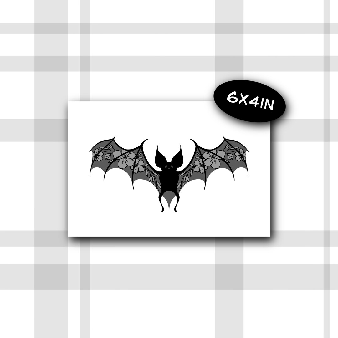 Floral Bat | Art Print | 4x6 Print, Mini Art Print, Postcard Print - Etsy