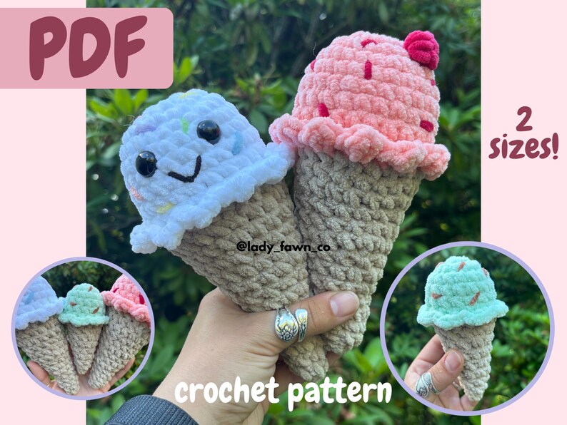 Ice Cream | Crochet Pattern, Amigurumi, PDF Digital Pattern, Ice Cream ...