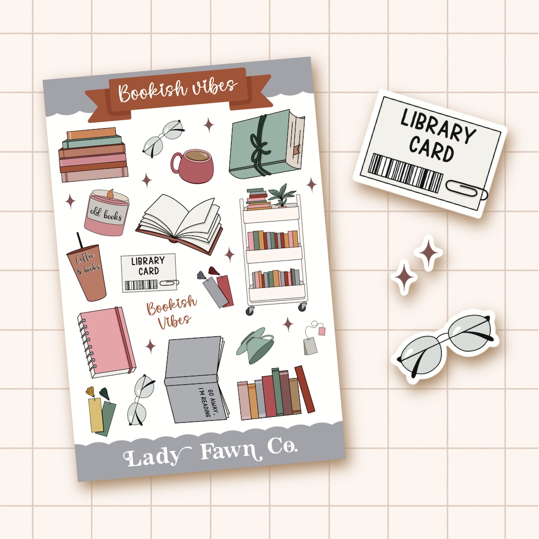 Bookish Vibes | Sticker Sheet | Journaling Stickers, Planner Stickers ...