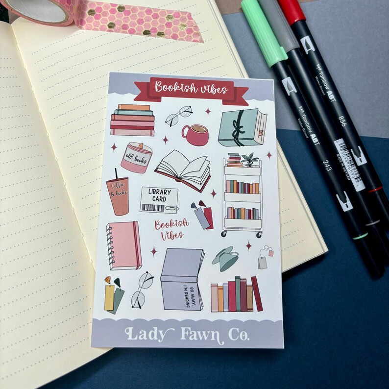 Bookish Vibes Sticker Sheet Journaling Stickers, Planner Stickers ...