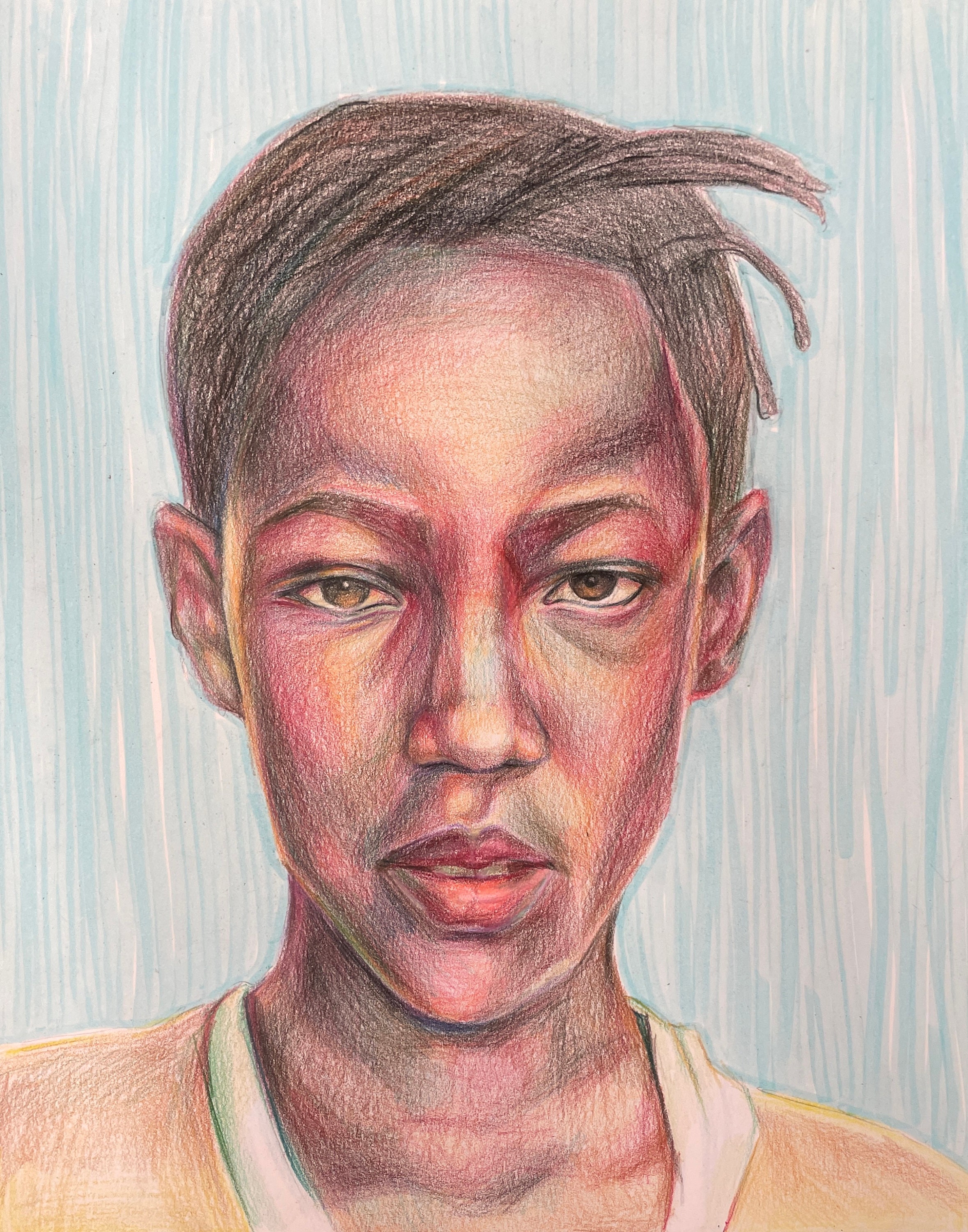 Colorful Self Portrait Drawing