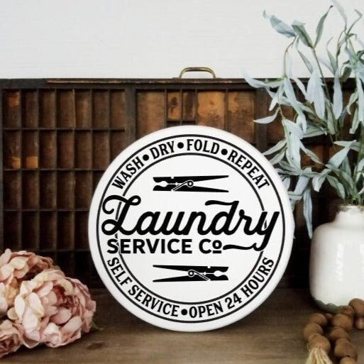 Laundry Service Co Round Wall Sign, Wall Art for Laundry Room, Laundry ...