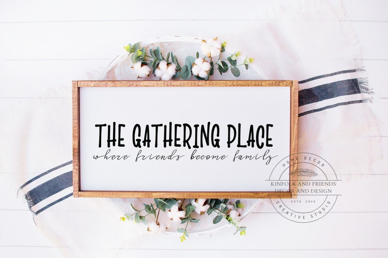 The Gathering Place Framed Wall Sign, Farmhouse Wall Art - Etsy