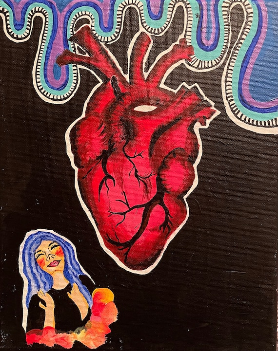 Human Heart Acrylic Painting on Canvas 10 X 8 | Etsy