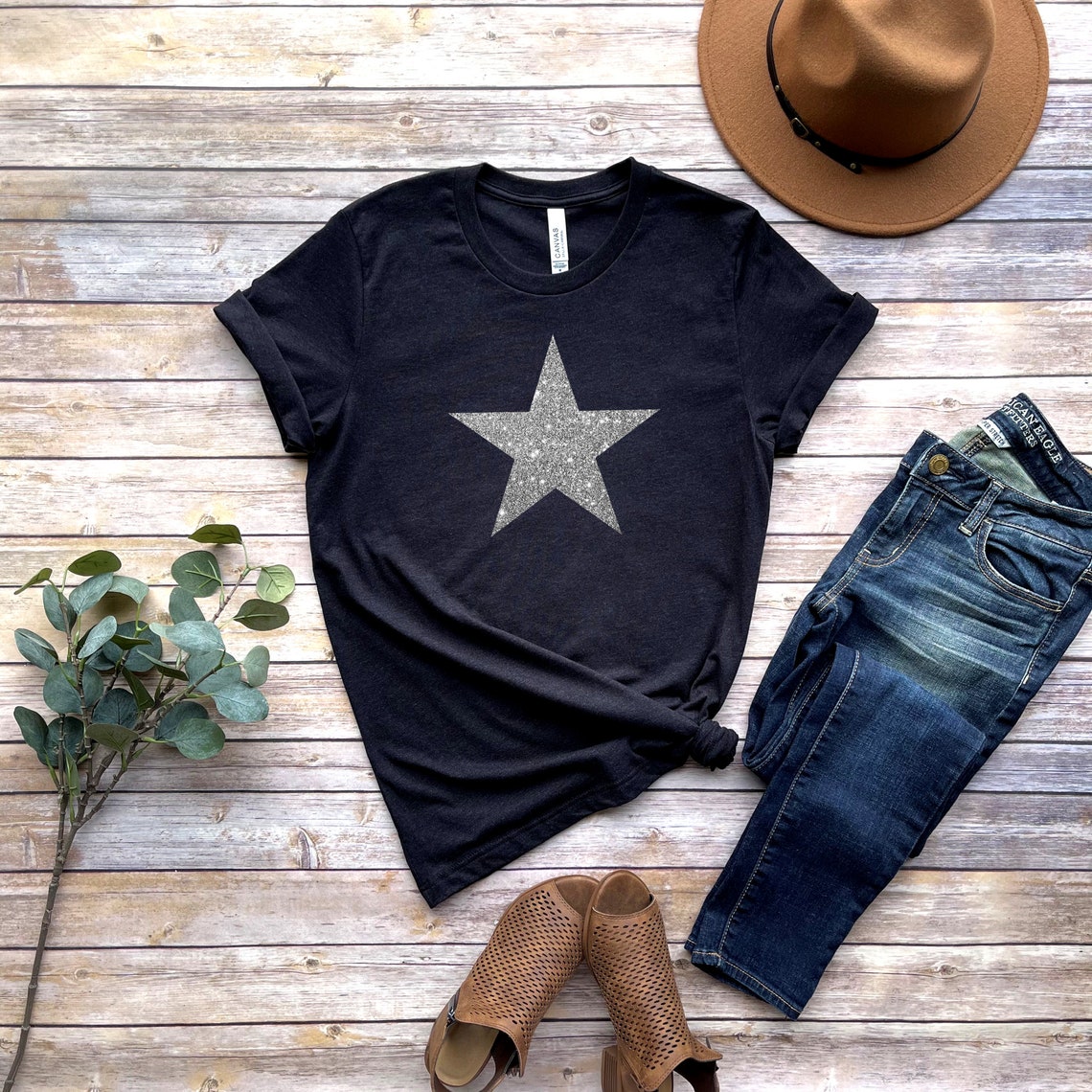 Star Tee, Star Birthday Shirt, Silver Glitter Star Shirt, Star Tee ...