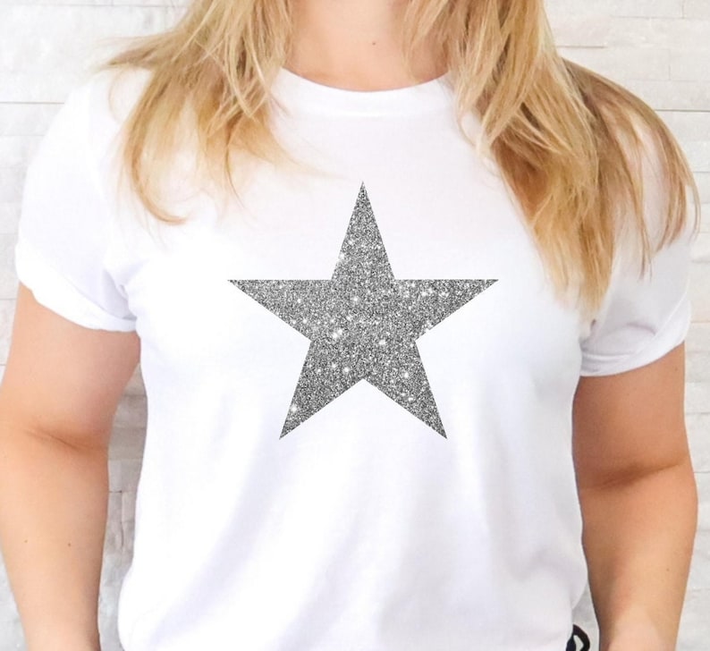 Star Tee, Star Birthday Shirt, Silver Glitter Star Shirt, Star Tee ...