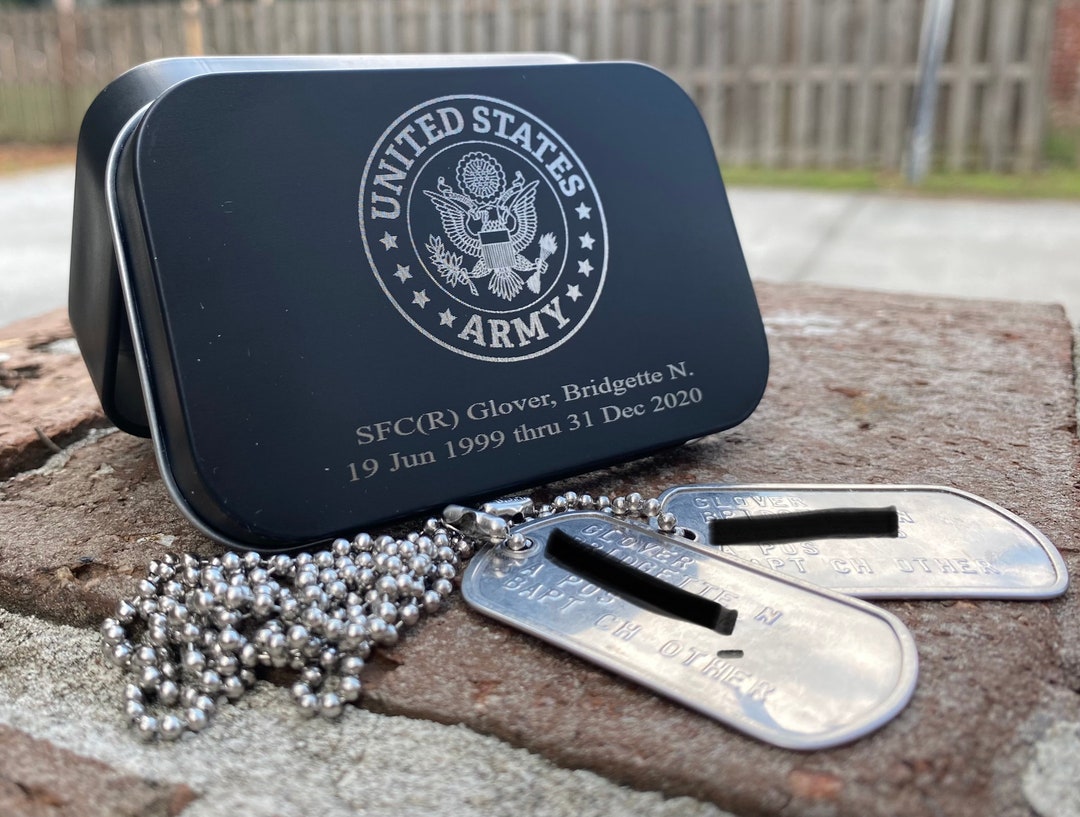 Laser Engraved Army Tin Box, Metal Tin, Hinged Lid Box, Small Tin - Etsy