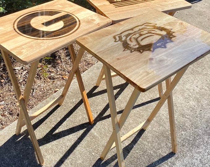 Custom Engraved Wood TV Tray Table: Sports Theme Folding Food Table - Etsy
