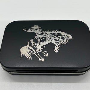 Rodeo Cowboy on Horse Engraved Tin, Stash Tin, Travel Tin, Gift Box - Etsy