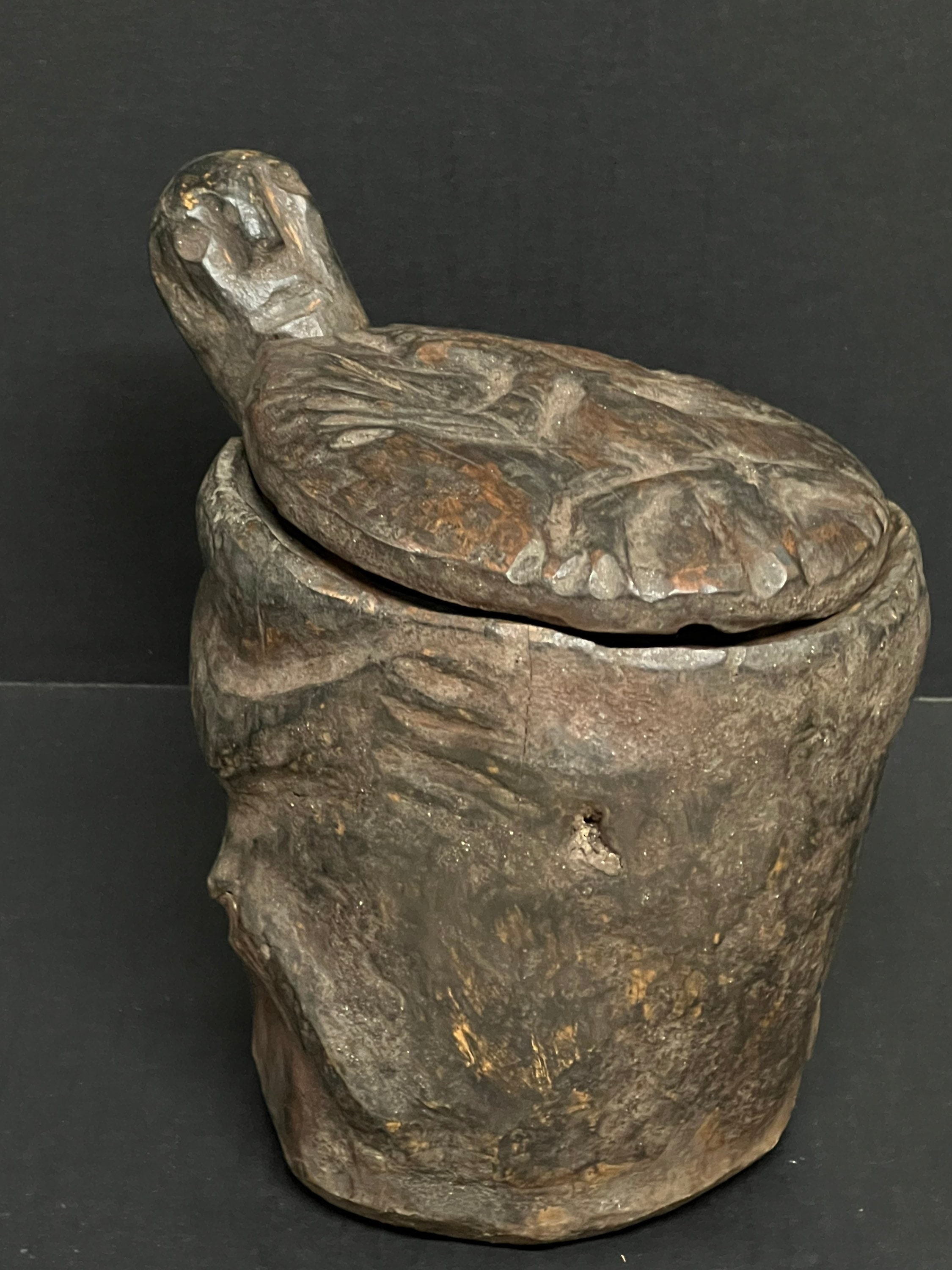 Philippine Ifugao Tribal Art Salted Meat Container With Face and Lizard ...