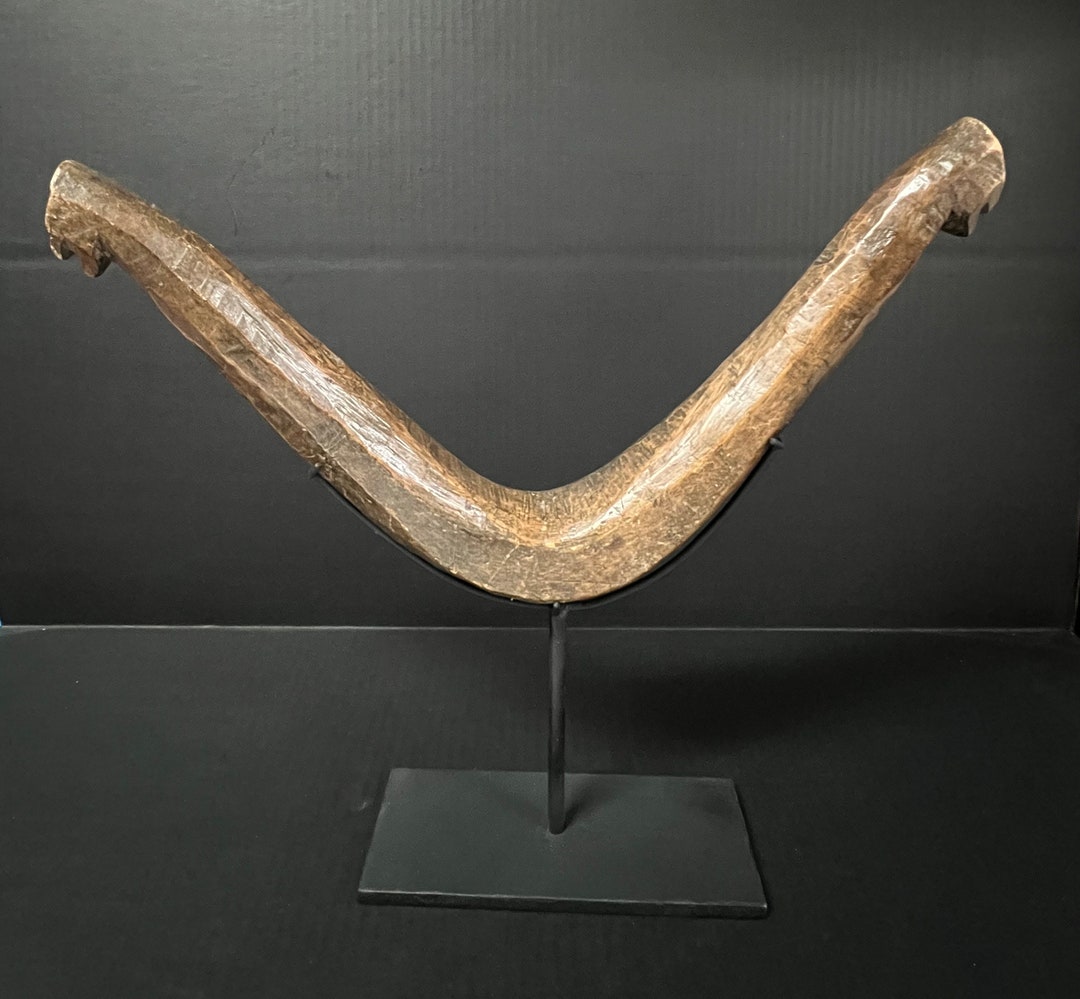 Authentic Philippine Antique Carabao Wooden Yoke Mounted on Metal Base ...