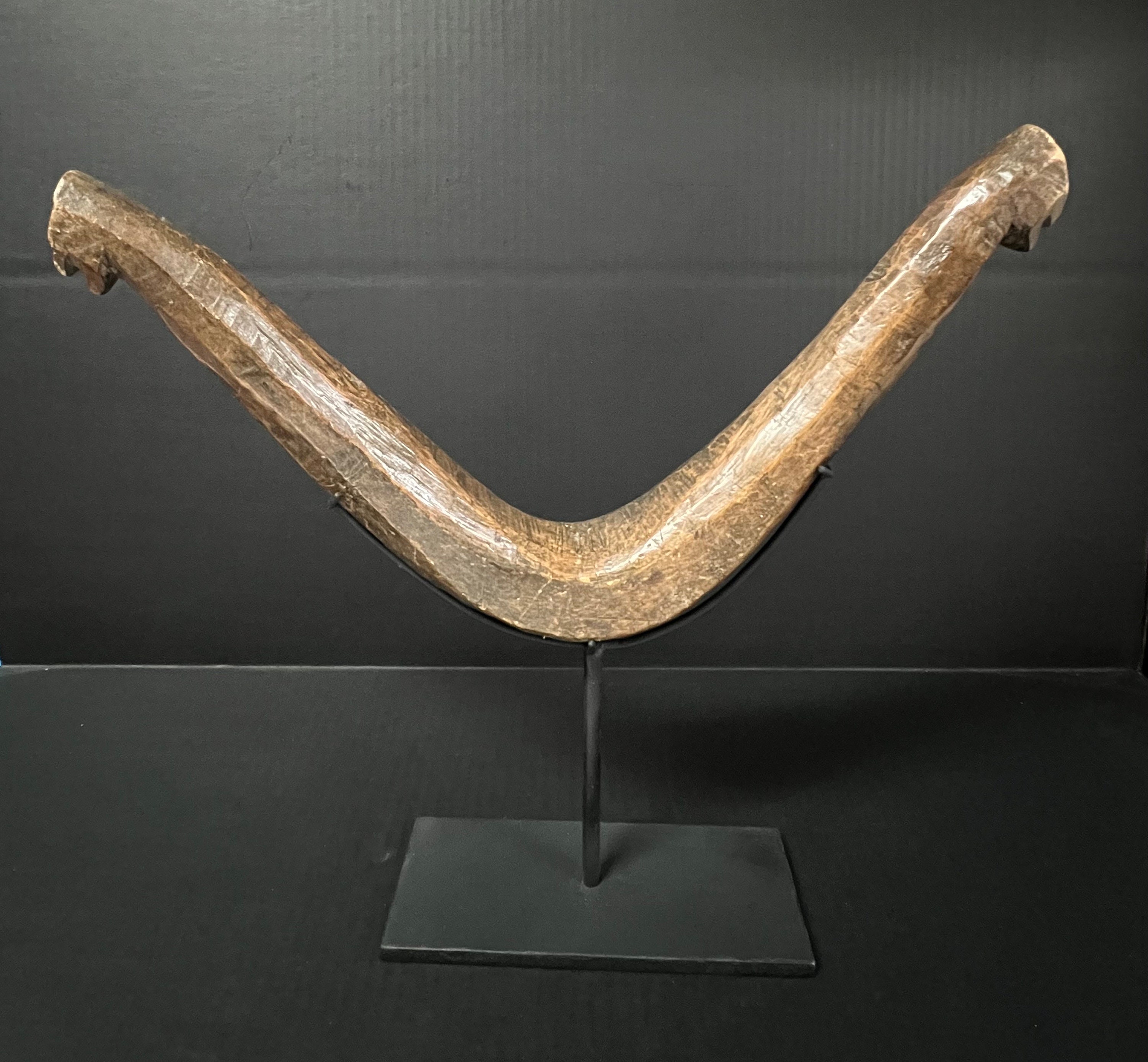 Authentic Philippine Antique Carabao Wooden Yoke Mounted on Metal Base ...