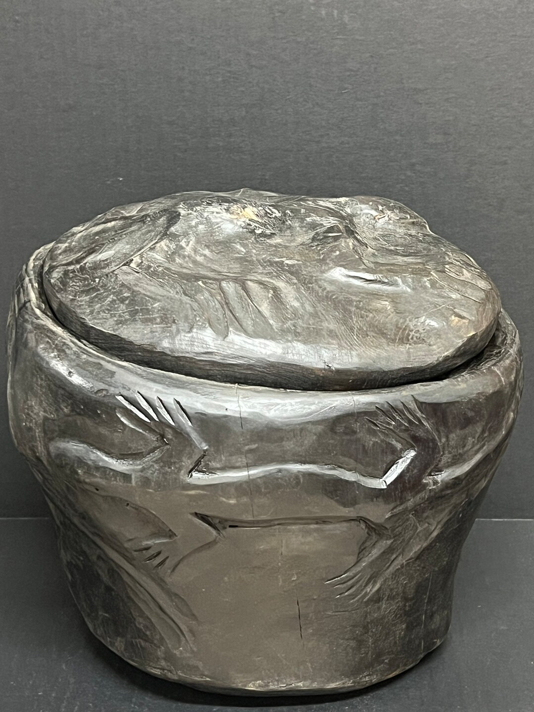 Philippine Ifugao Tribal Art Salted Meat Container With Face and Lizard ...