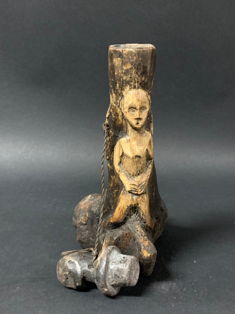 Philippine Ifugao Tribal Art Carved Wood and Bone Lime Container Rice ...