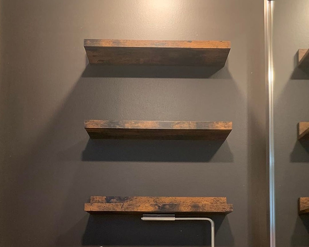 Industrial Floating Wooden Shelves Set of 3 Wall Shelves - Etsy