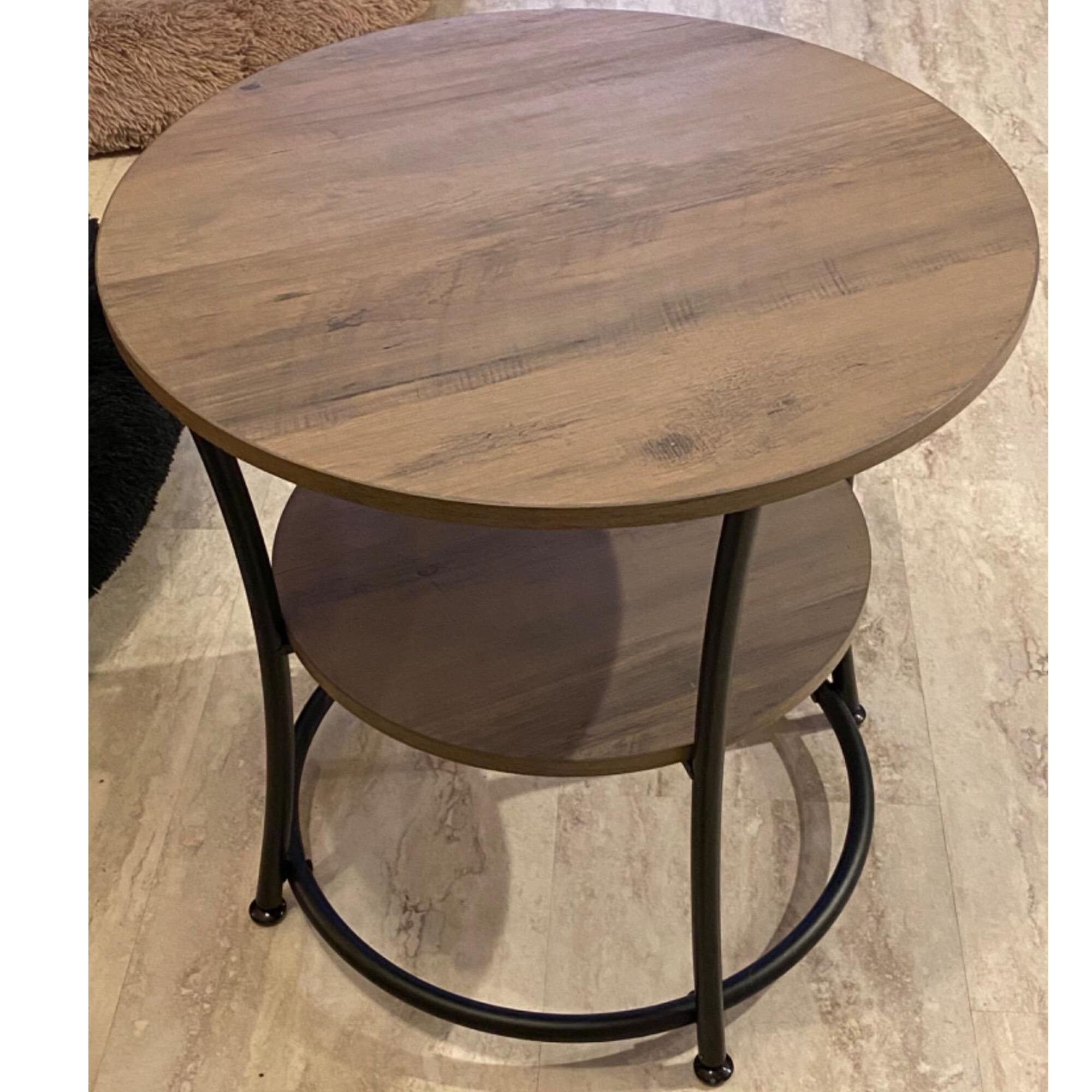 Industrial 2-layers Round Side Table Wooden Round Side Table - Etsy