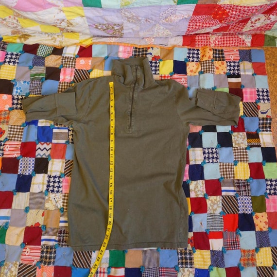 Vintage 70s Olive Green Euro Military Quarter Zip Pul… - Gem