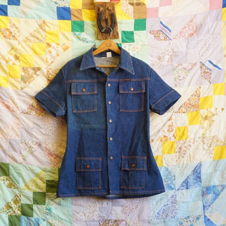 Vintage Women's 1970s Wrangler Denim Safari Short Sleeve Shirt - Etsy