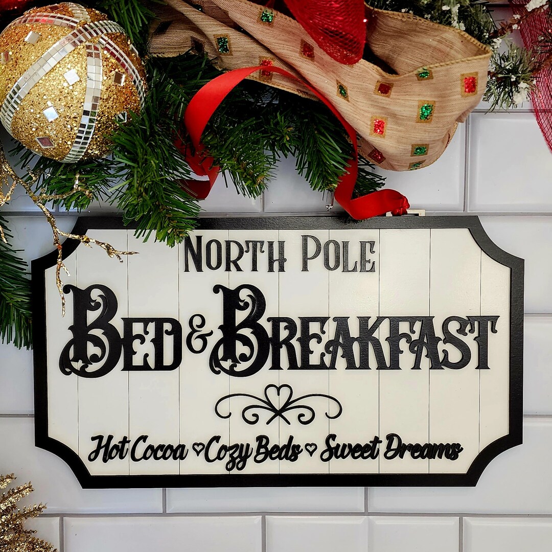 North Pole Bed & Breakfast Christmas Sign - Etsy