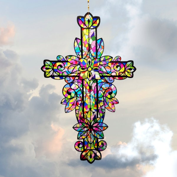 Cross Statue Stained Glass - Etsy