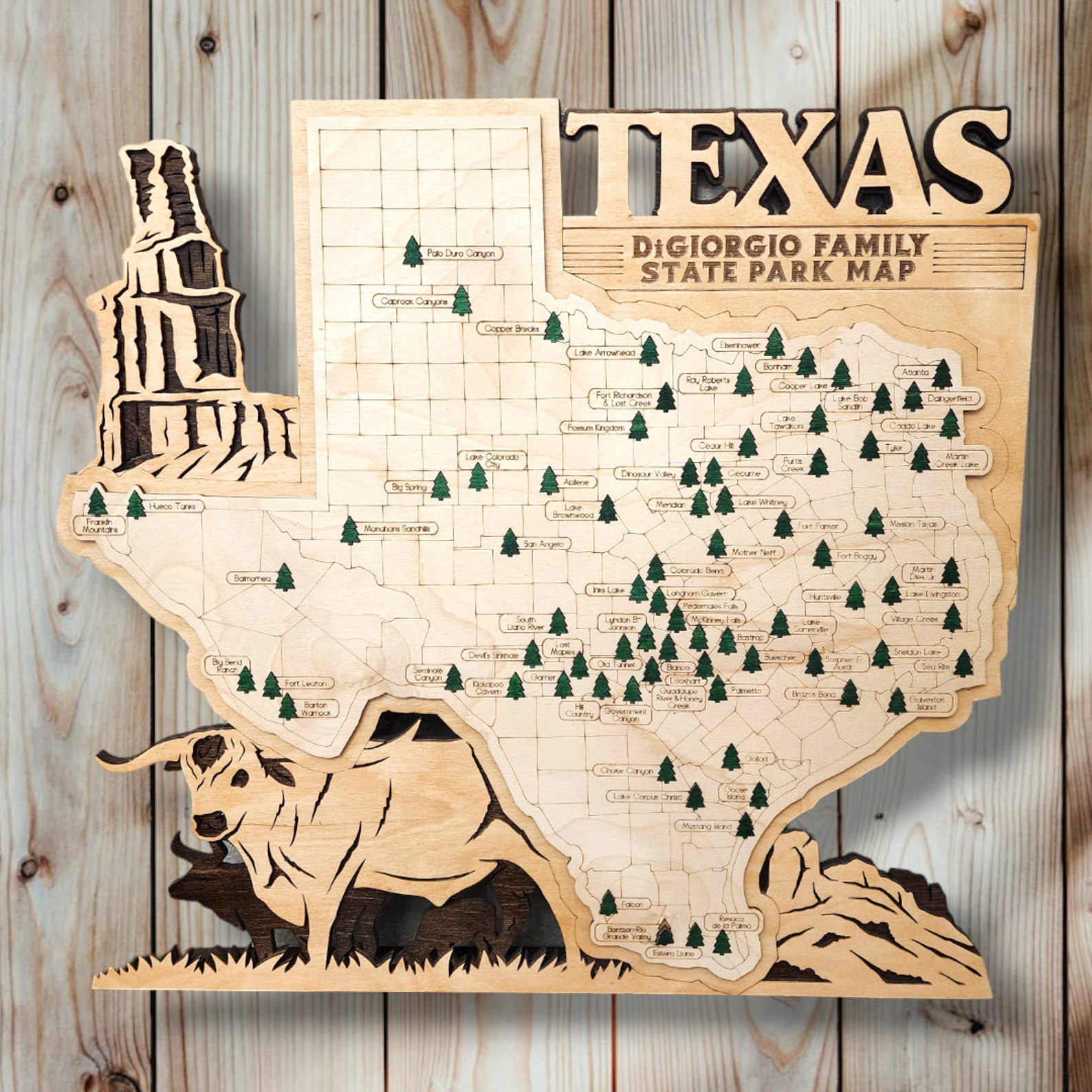PERSONALIZED Texas State Park Map Tracker, Extra Large - Etsy