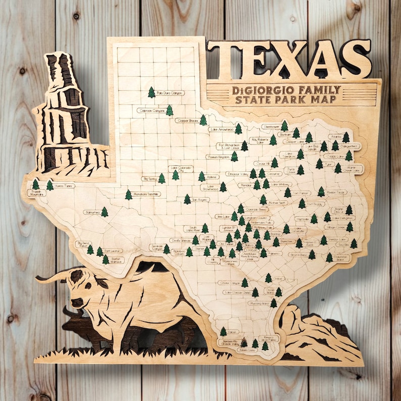 PERSONALIZED Texas State Park Map Tracker, Extra Large - Etsy