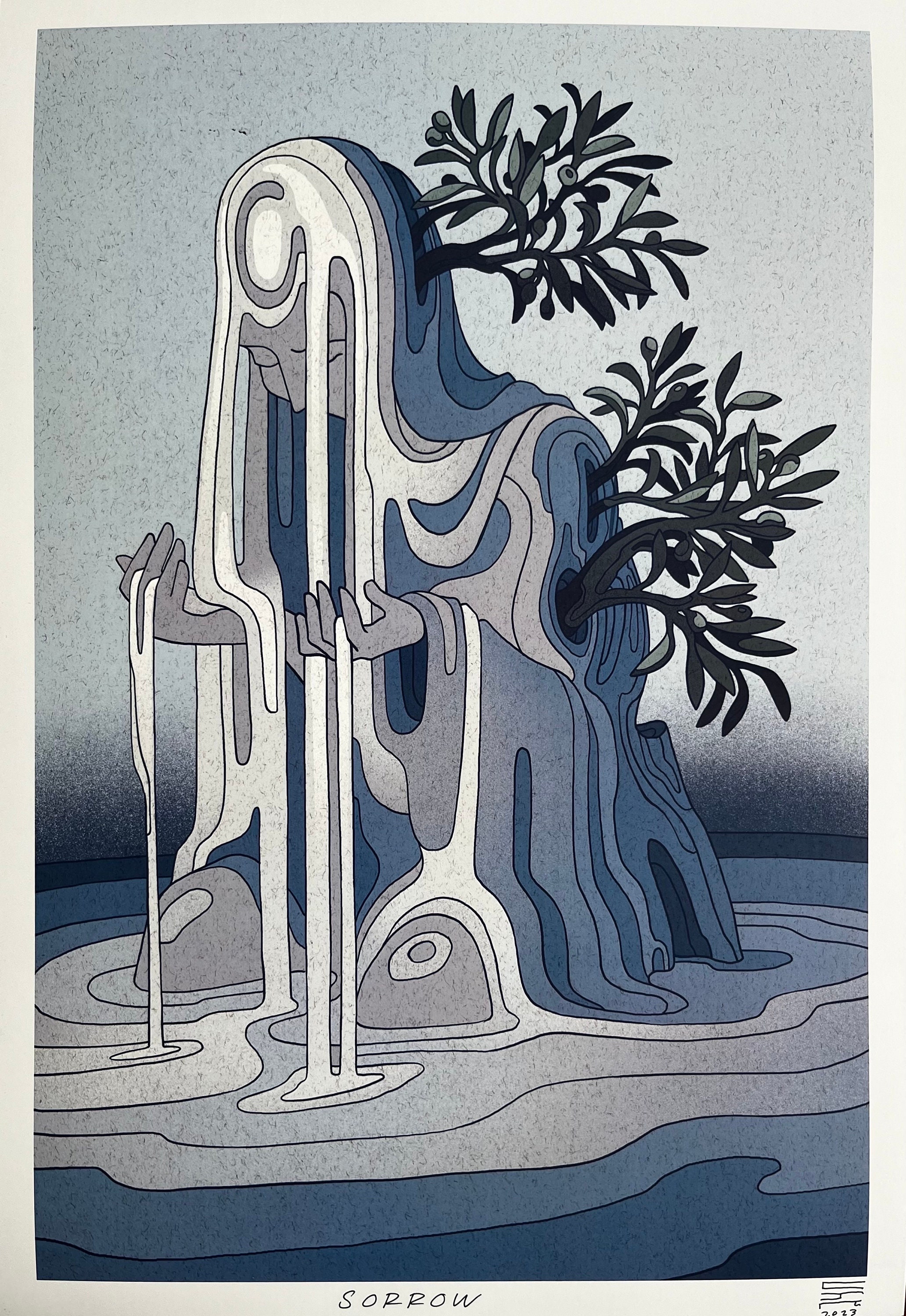 Sorrow - Original Print Depicting the Overflow of Grief - Etsy